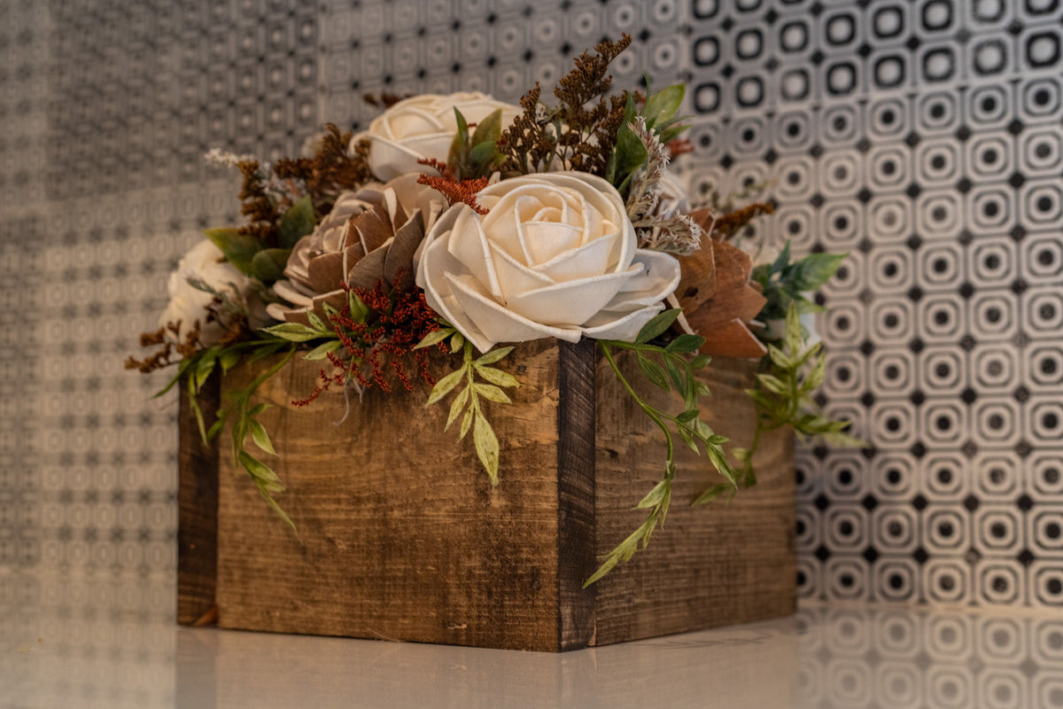 Wood Flower Arrangement in a Wood Box – My Wood Flowers